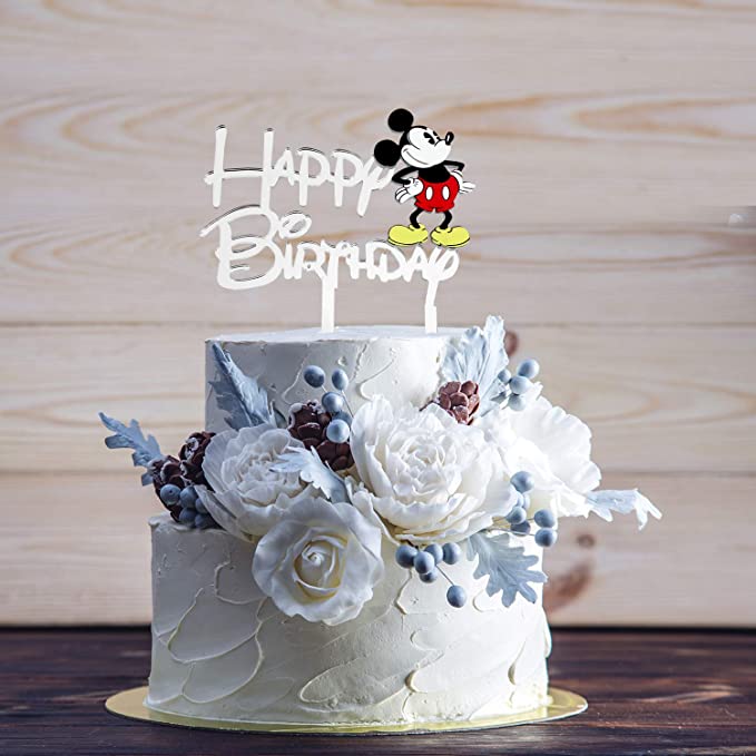 Micky Cake Topper, Silver Acrylic – Cakebox.ME